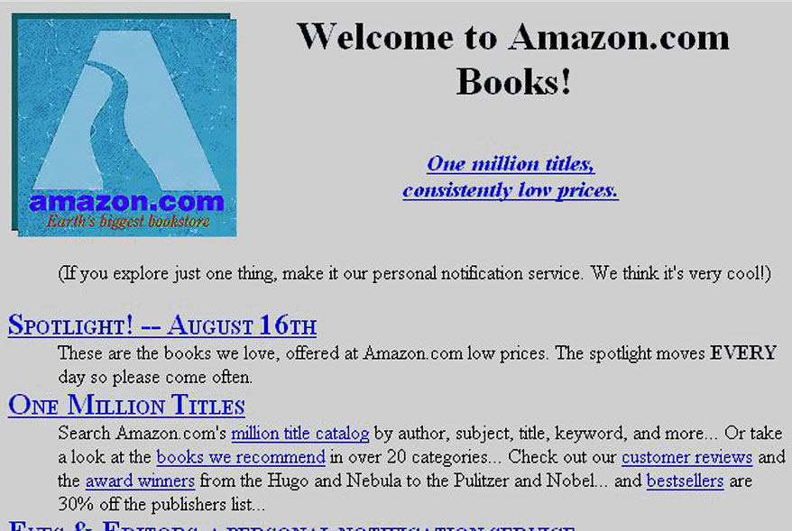 Quelle tête avaient les plus grands sites internet à leurs débuts