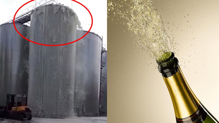 La cuve d’une entreprise viticole de vin mousseux explose sous la ...