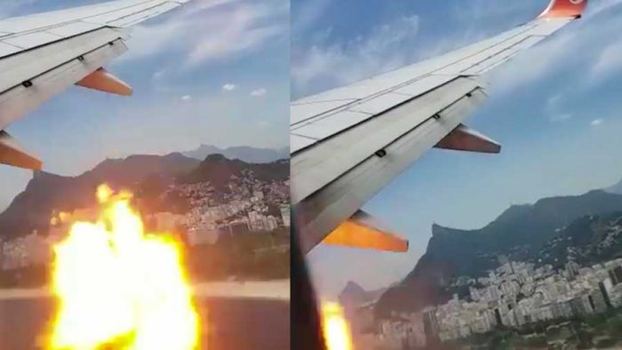 Un passager filme des boules de feu sortir des réacteurs de l'avion