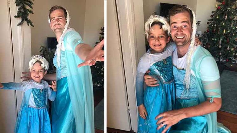Un papa se déguise en Elsa pour ne pas que son fils se sente trop seul ...