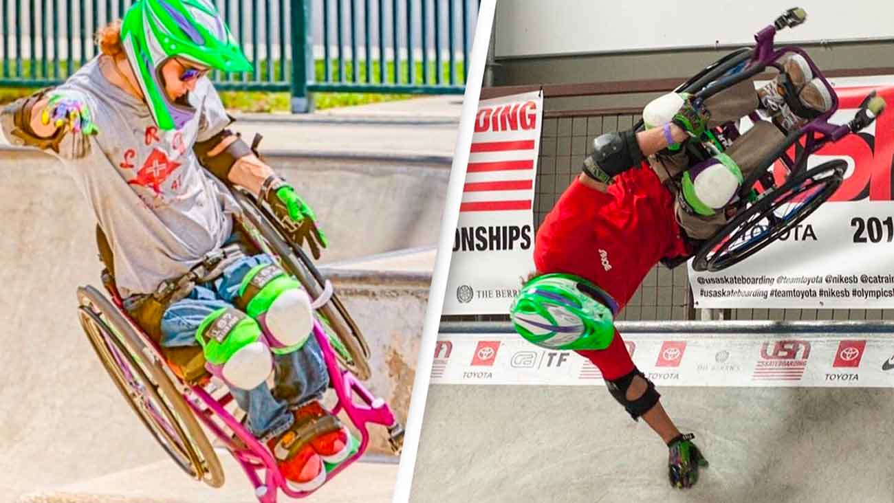 Un snowboardeur paralysé devient skateur acrobatique en chaise roulante