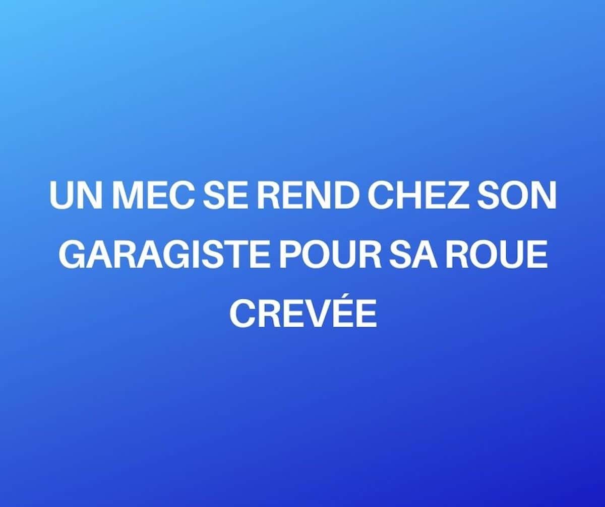 Blague du jour : Un mec se rend chez son garagiste pour sa roue crevée
