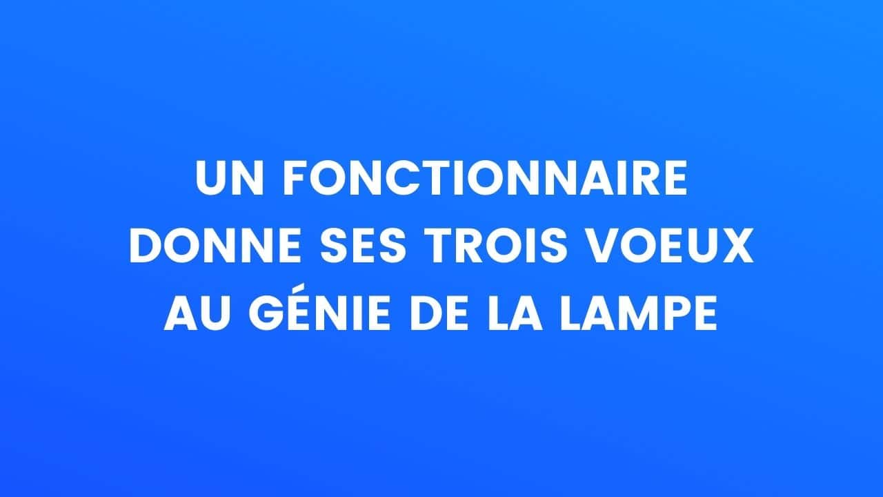 Blague du jour : Un fonctionnaire donne ses trois voeux au génie de la ...
