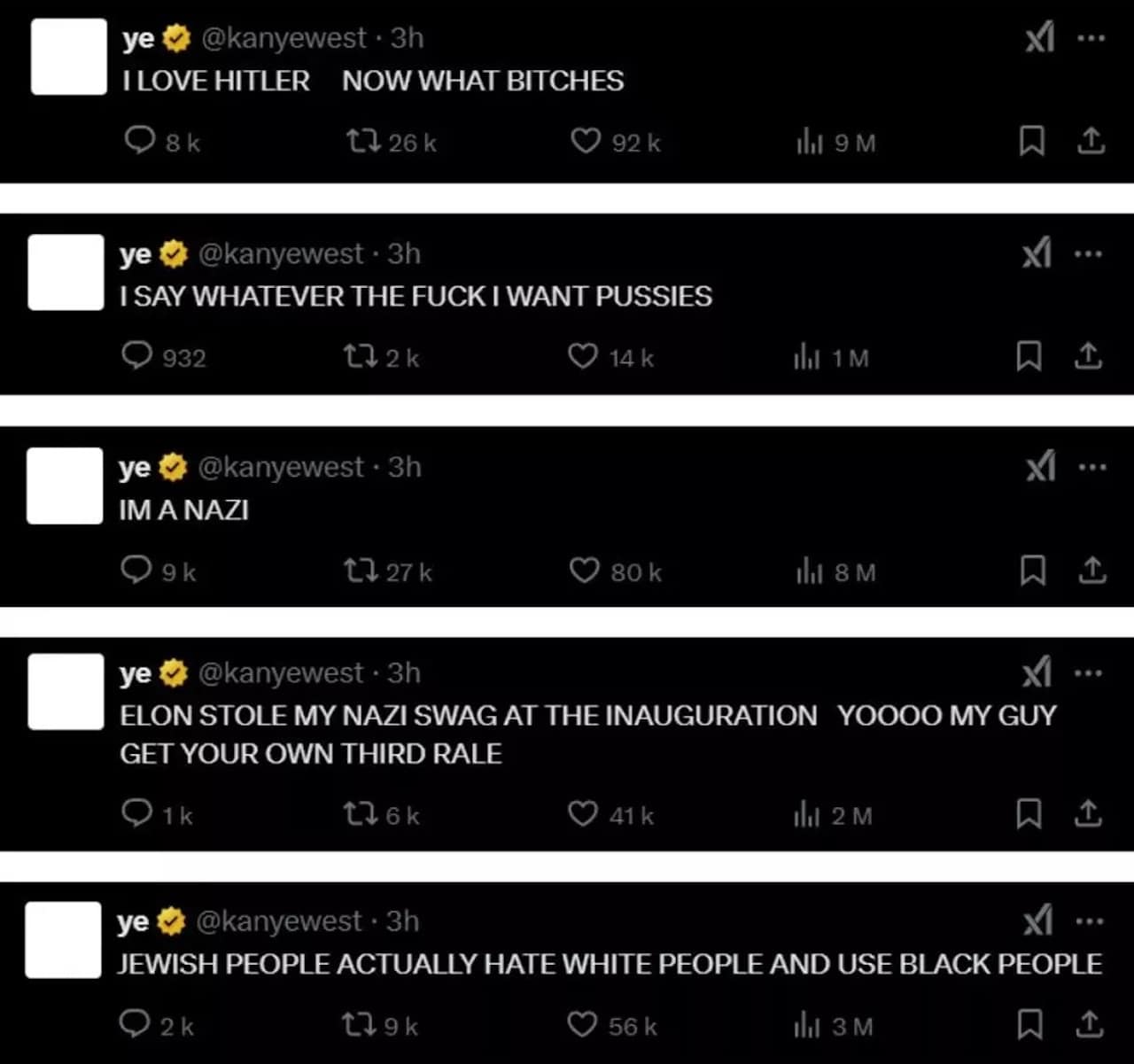 "Appelez-moi Yaydolf Yitler" : Kanye West dérape encore sur X