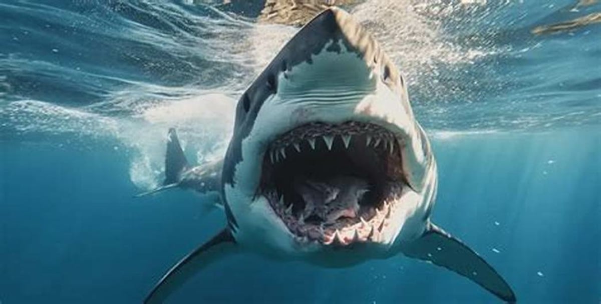 Un énorme requin mâle menace la plage d’une zone touristique