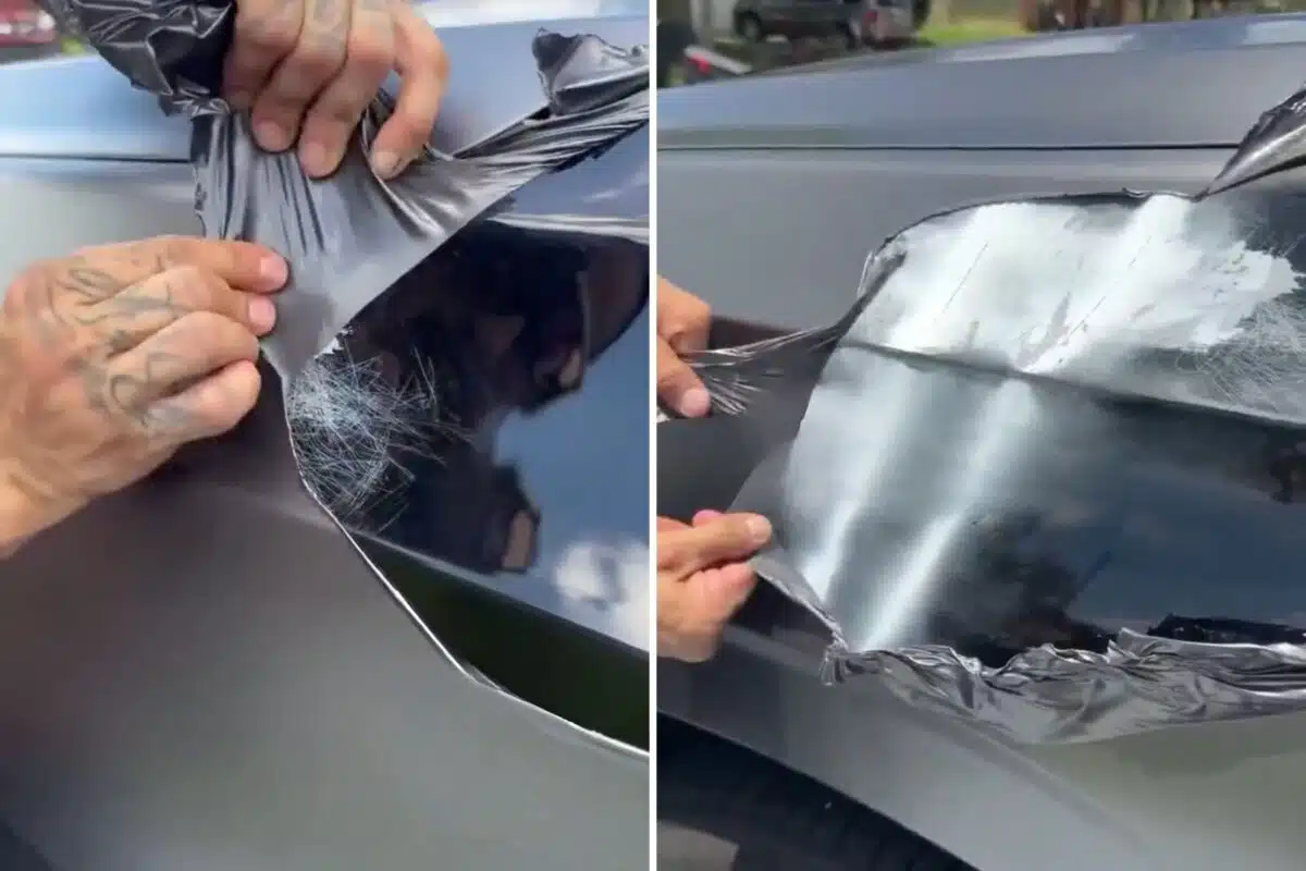 Il retire le covering de sa nouvelle voiture et découvre le pire ...
